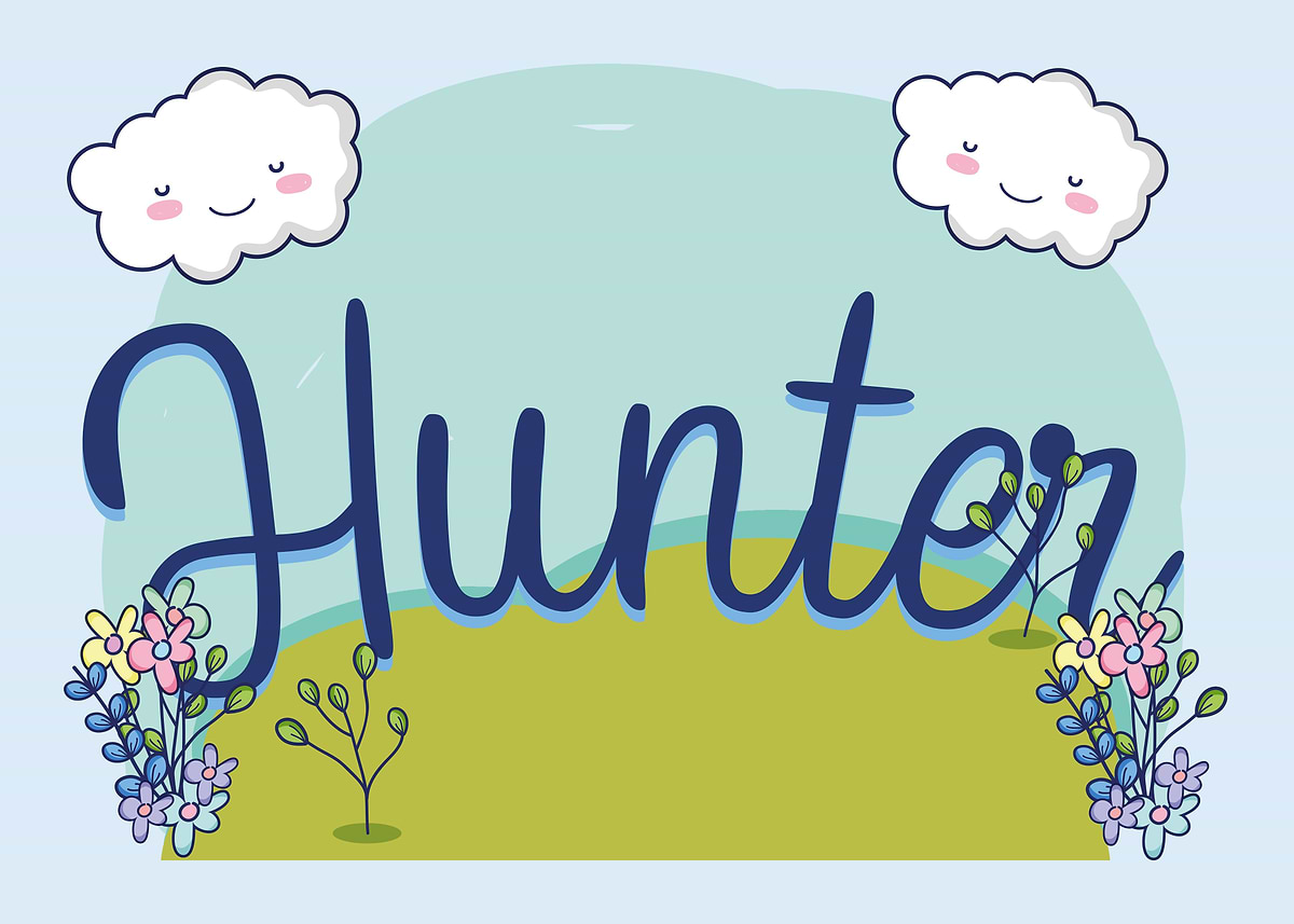 'HUNTER Baby Name Sign Gift' Poster, picture, metal print, paint by ...