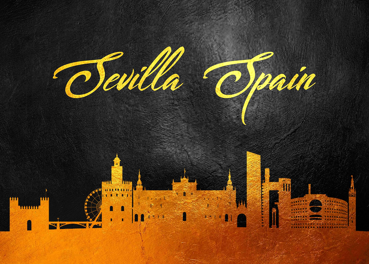 'Sevilla Spain Skyline' Poster, picture, metal print, paint by ...