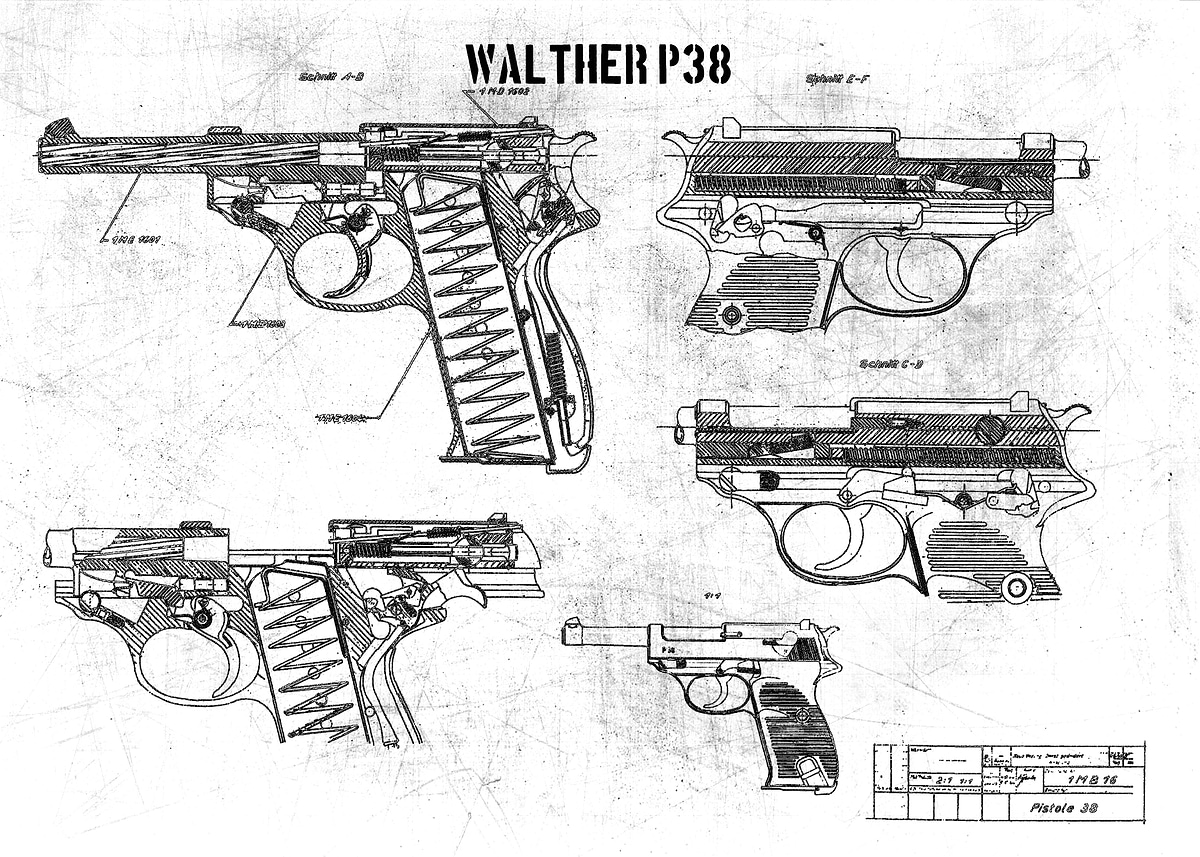 'walther p38' Poster, picture, metal print, paint by MAXART DESIGN ...