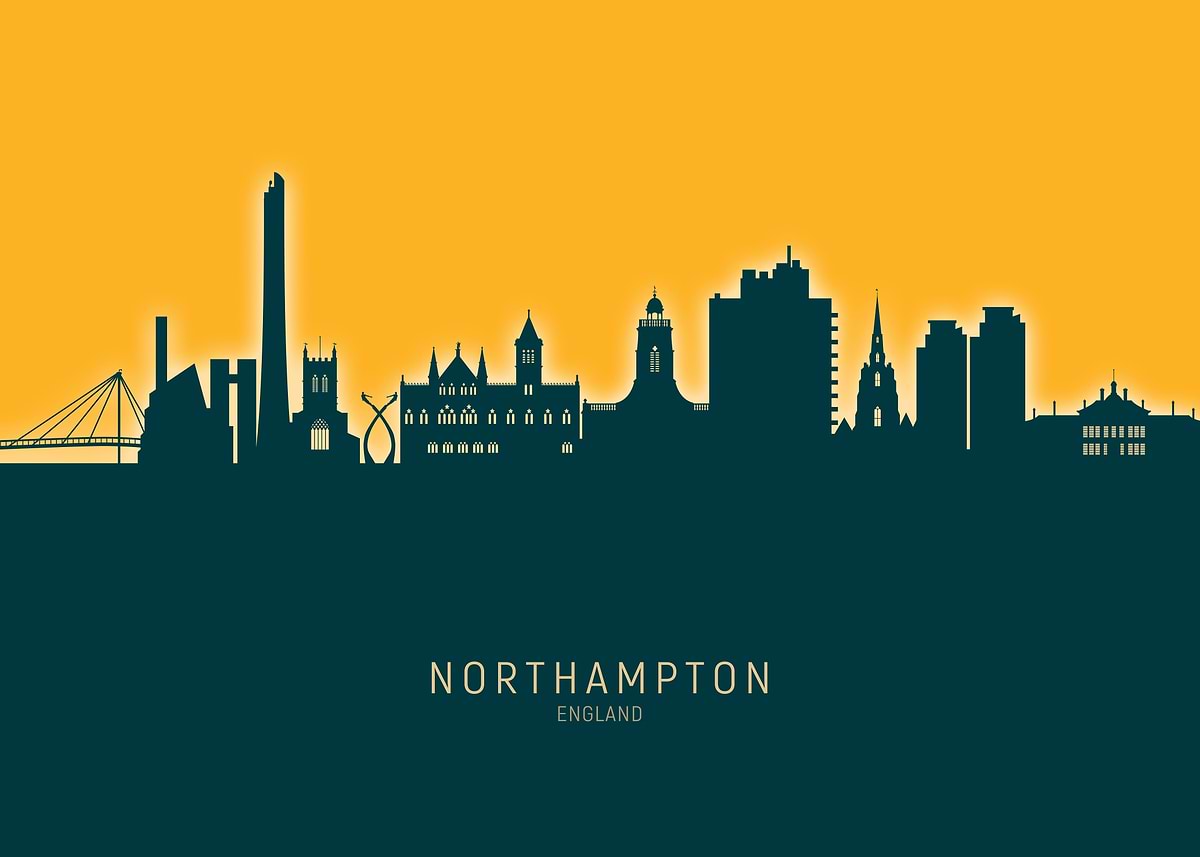 'Northampton Skyline' Poster, picture, metal print, paint by Michael ...