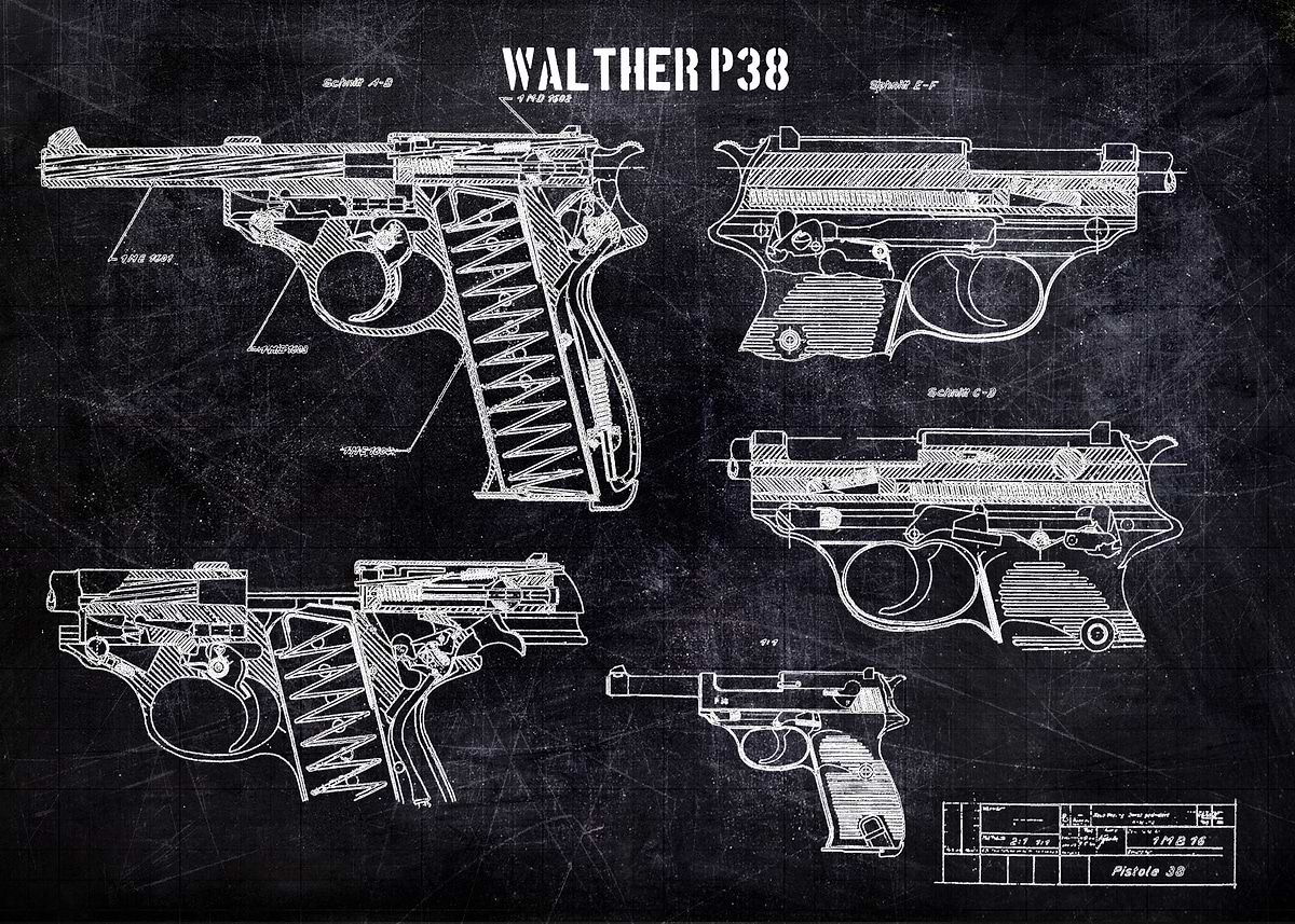 'walther p38' Poster, picture, metal print, paint by MAXART DESIGN ...