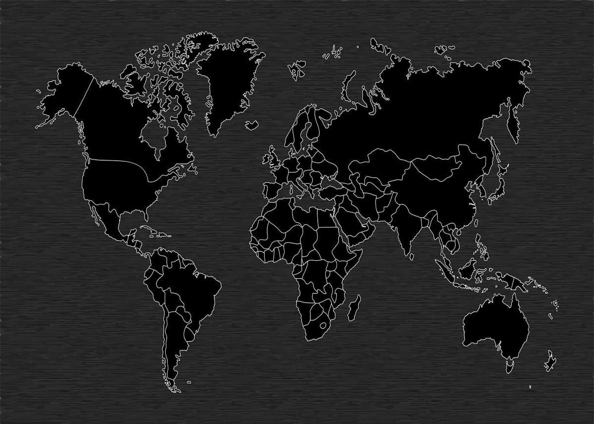 'World Map in Black' Poster, picture, metal print, paint by Max Ronn ...