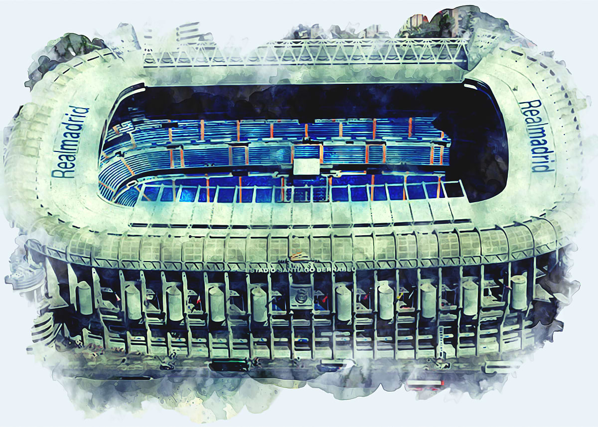 'Santiago Bernabeu Stadium' Poster, picture, metal print, paint by Defi ...