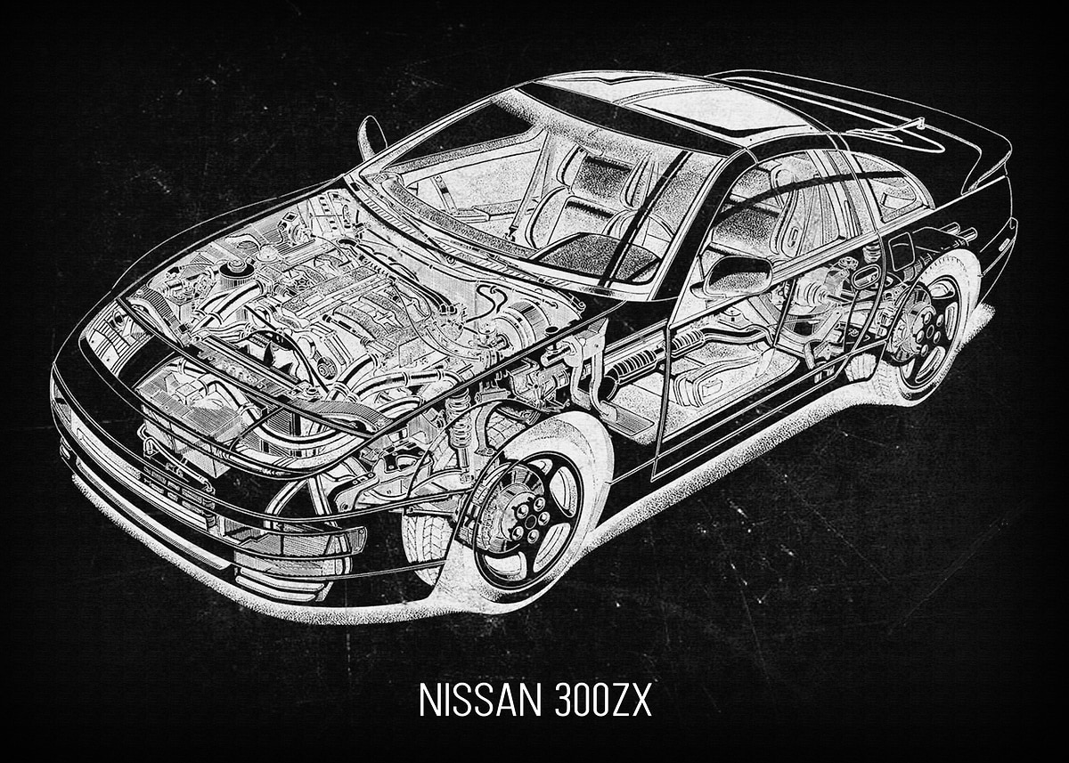 'Nissan 300ZX' Poster, picture, metal print, paint by JAT DESIGNS ...