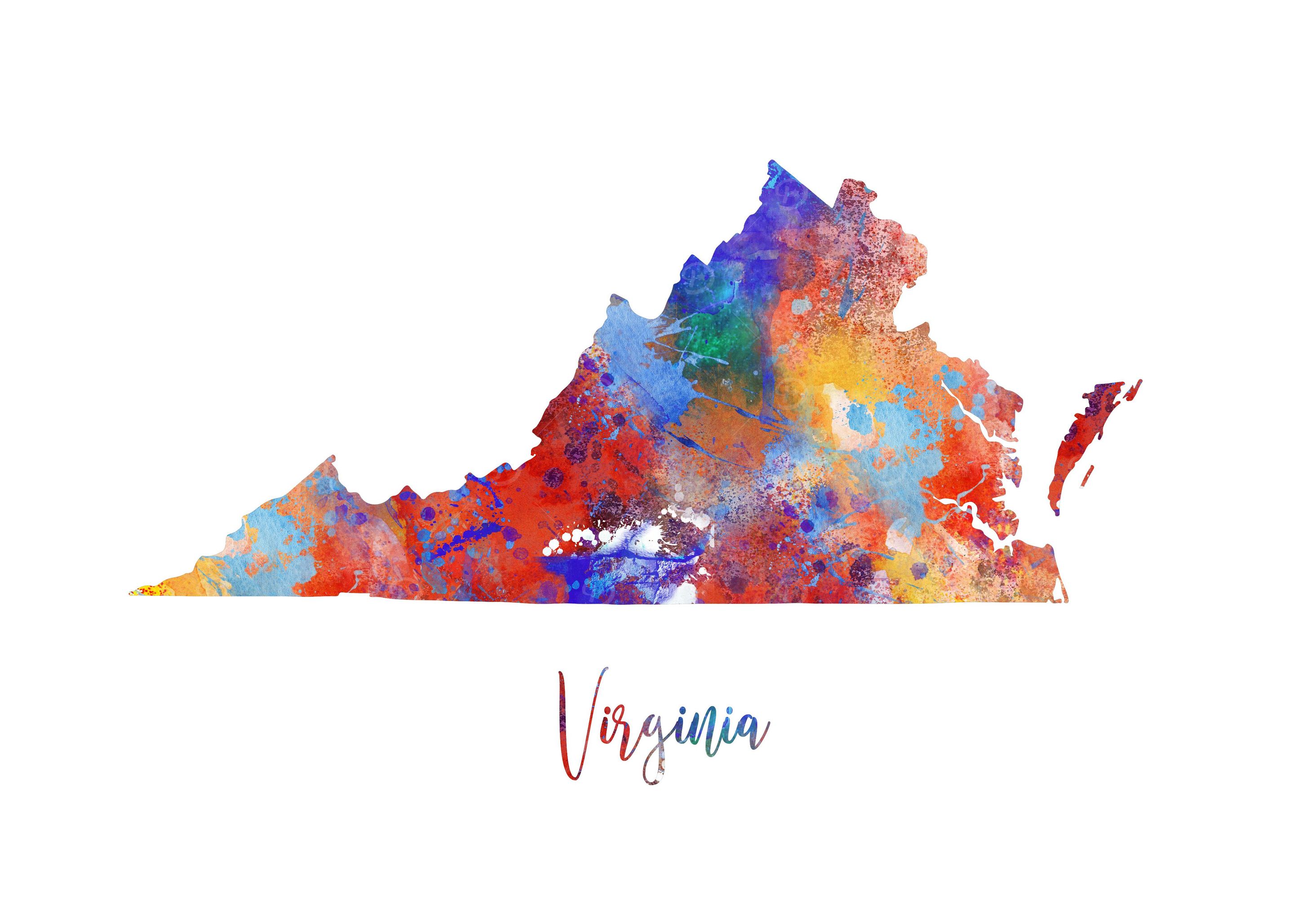 'Virginia map ' Poster, picture, metal print, paint by RosaliasArt ...