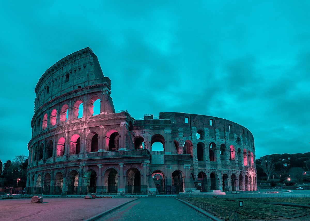 'colosseum rome cyberpunk' Poster, picture, metal print, paint by ...