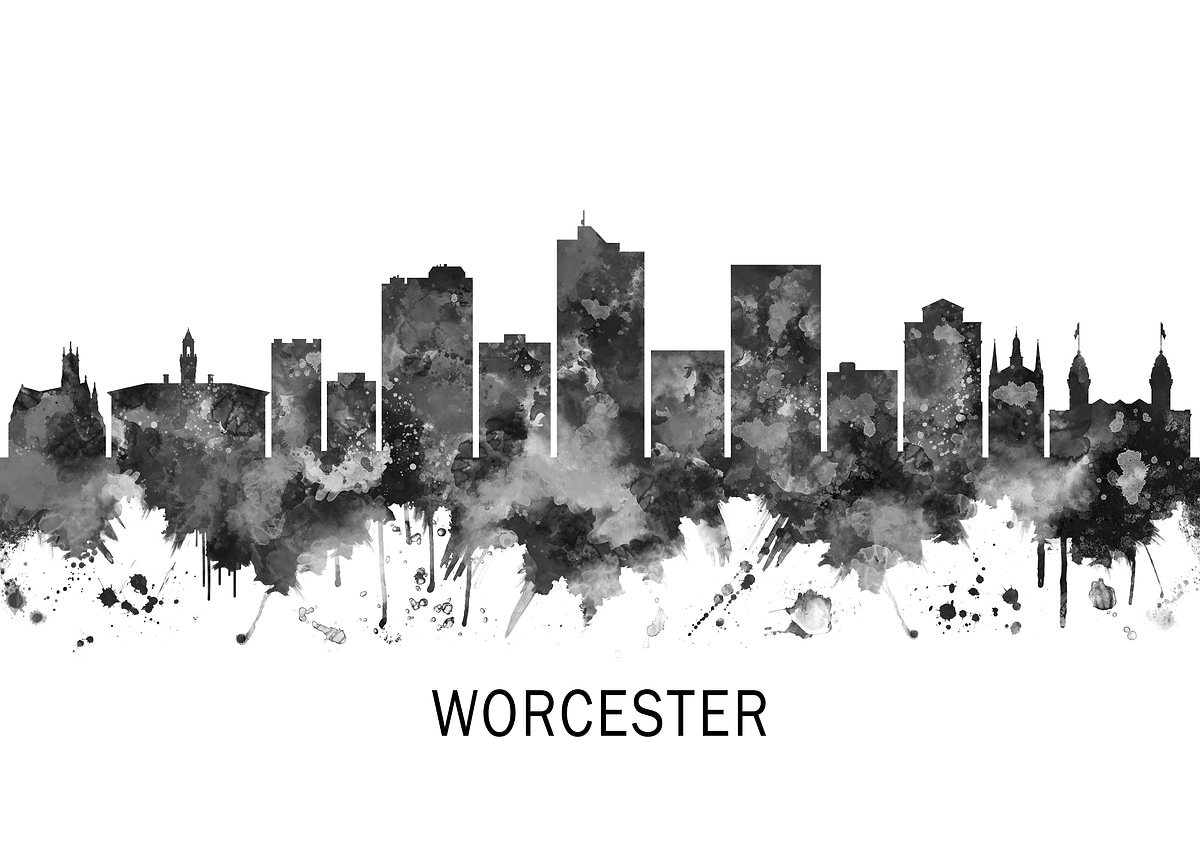 'Worcester Massachusetts BW' Poster, picture, metal print, paint by ...