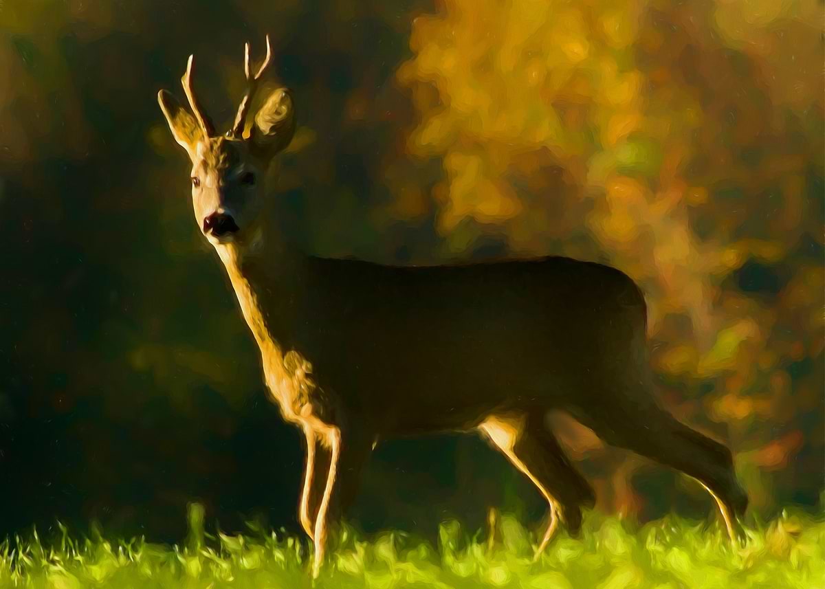 'Roebuck' Poster, picture, metal print, paint by Gyula Gvardián | Displate