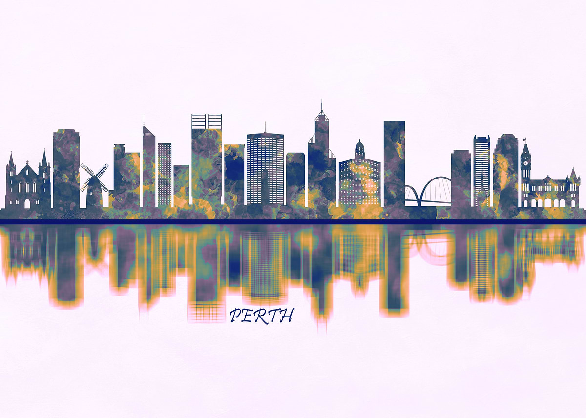 'Perth Skyline' Poster, picture, metal print, paint by Towseef Dar ...