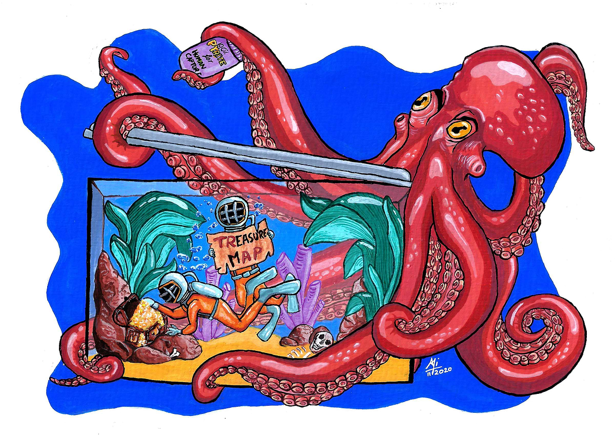 'Octopus Treasure Trap' Poster, picture, metal print, paint by Afire ...
