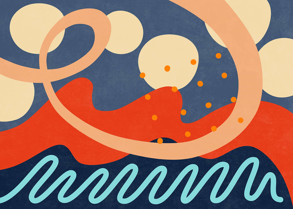 'Waves 30' Poster, picture, metal print, paint by amini54 | Displate