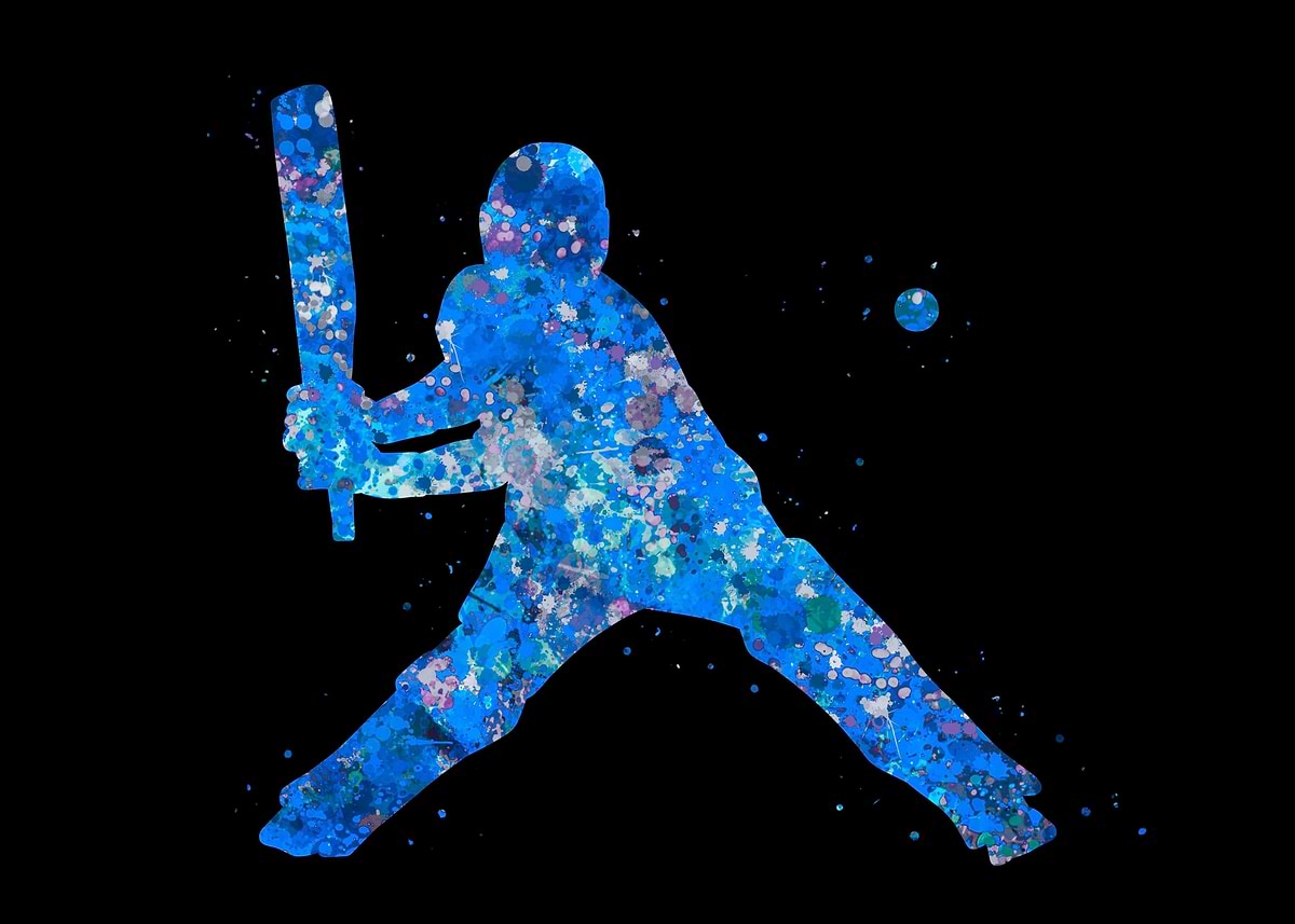 'Cricket player blue art' Poster, picture, metal print, paint by ...