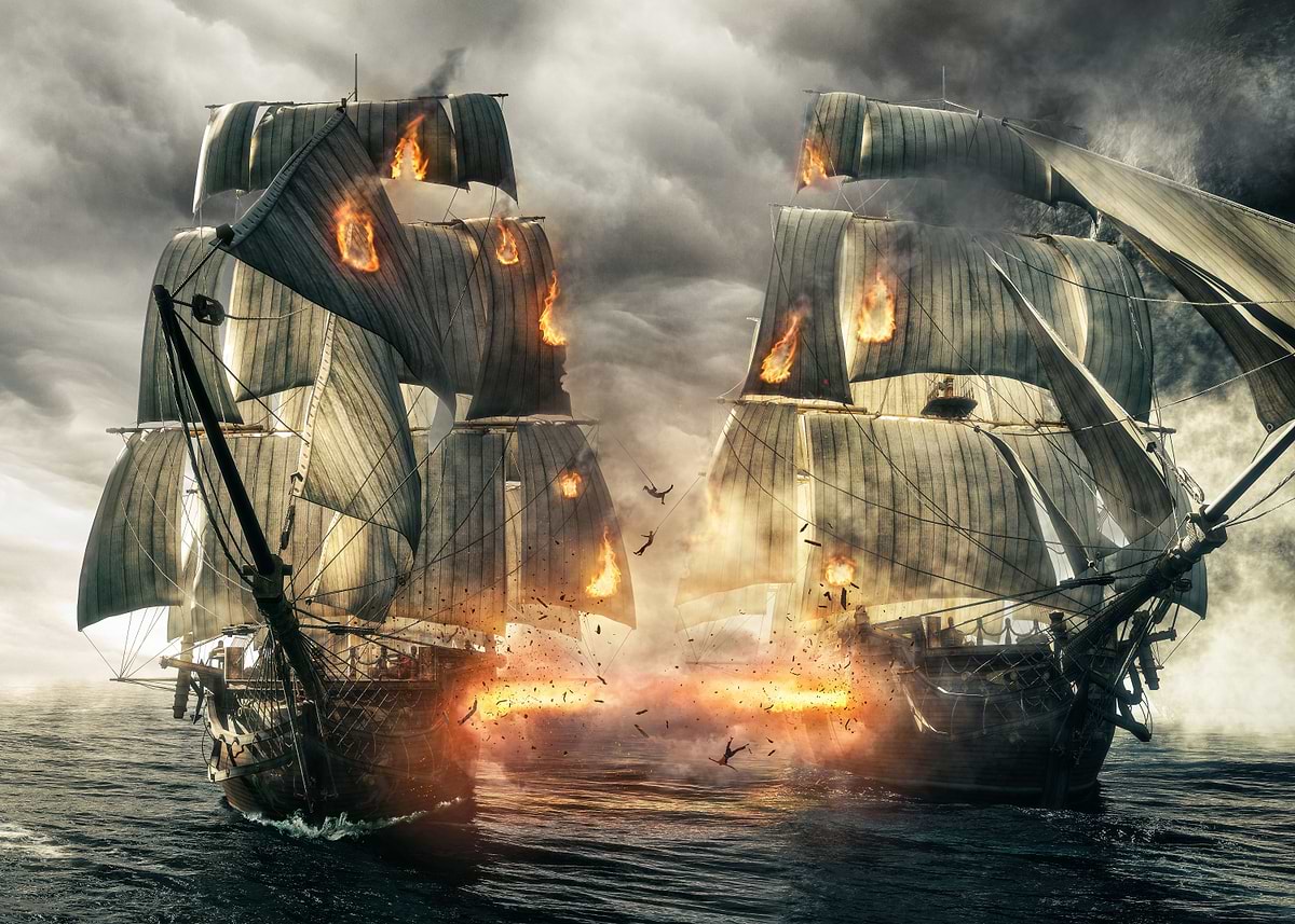'Epic Sea Battle' Poster, picture, metal print, paint by Nemanja ...