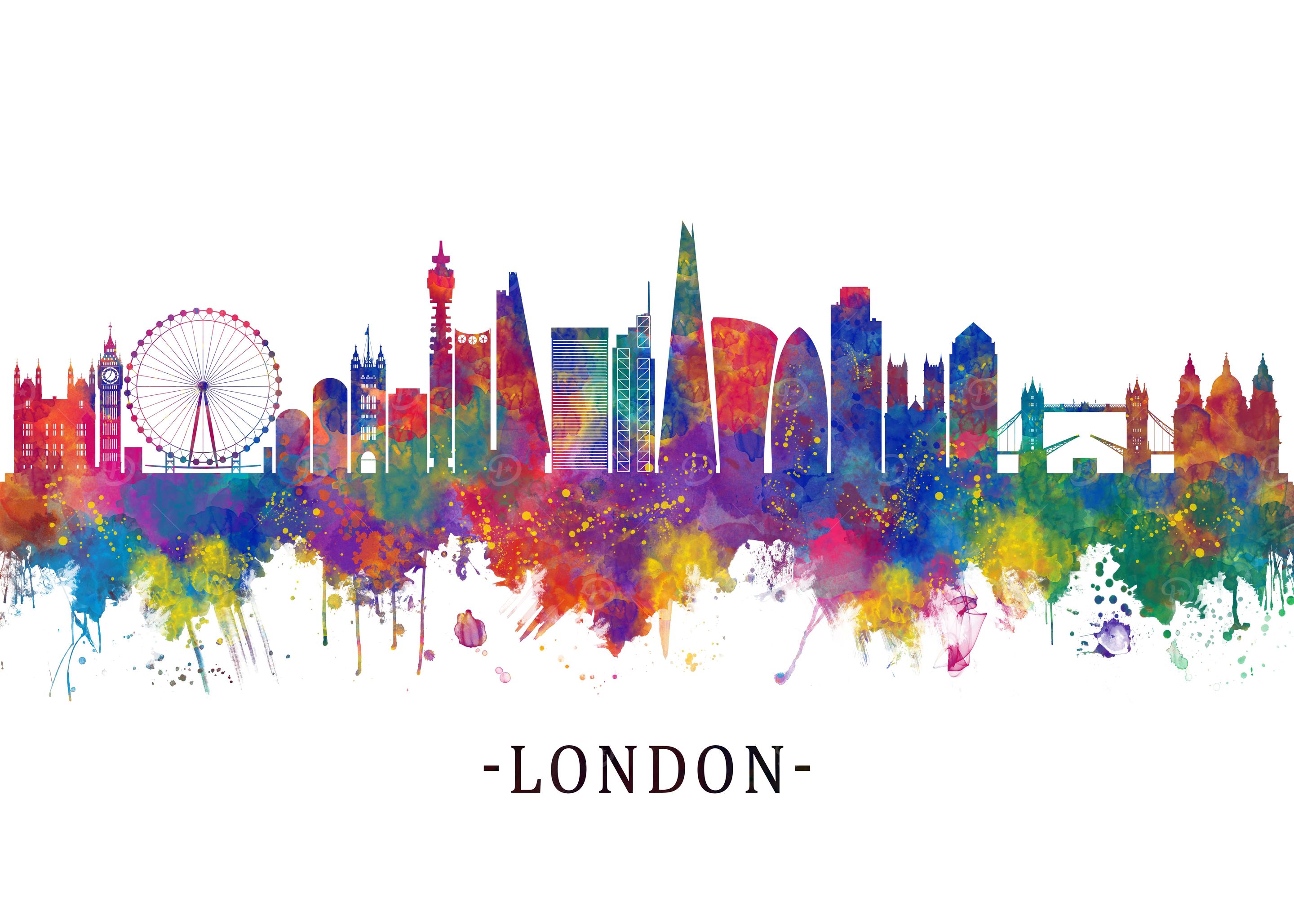'London England Skyline' Poster, picture, metal print, paint by Towseef ...