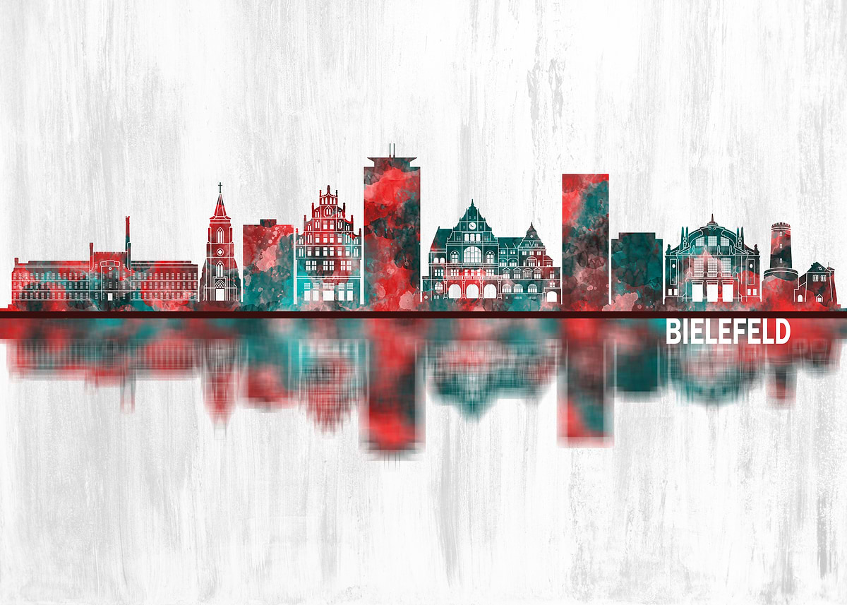 'Bielefeld Germany Skyline' Poster, picture, metal print, paint by ...