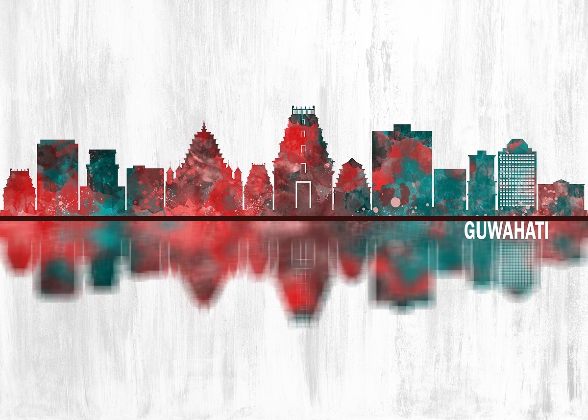 'Guwahati Assam Skyline' Poster, picture, metal print, paint by Towseef ...