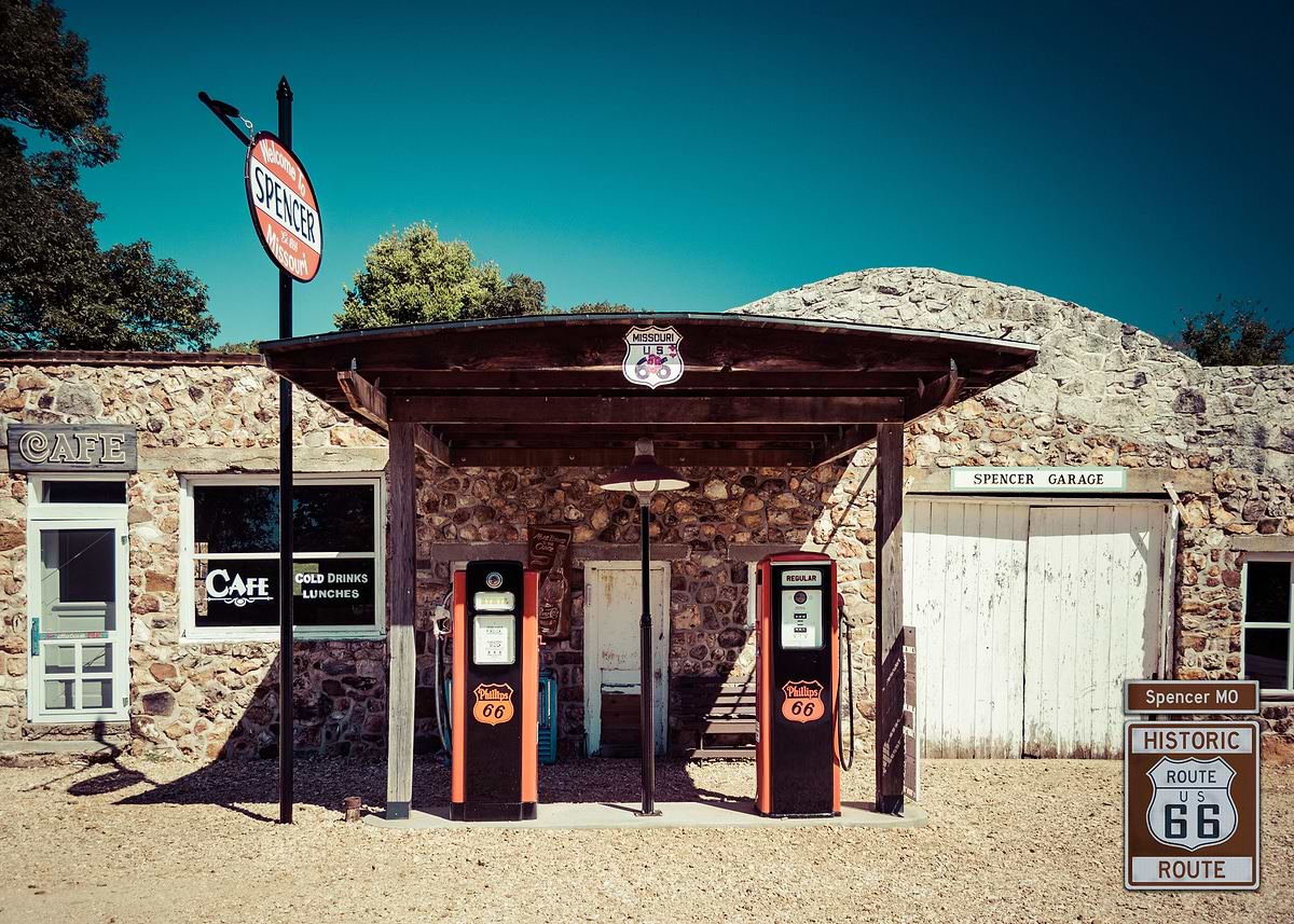 'Spencer Garager Route 66' Poster, picture, metal print, paint by ...