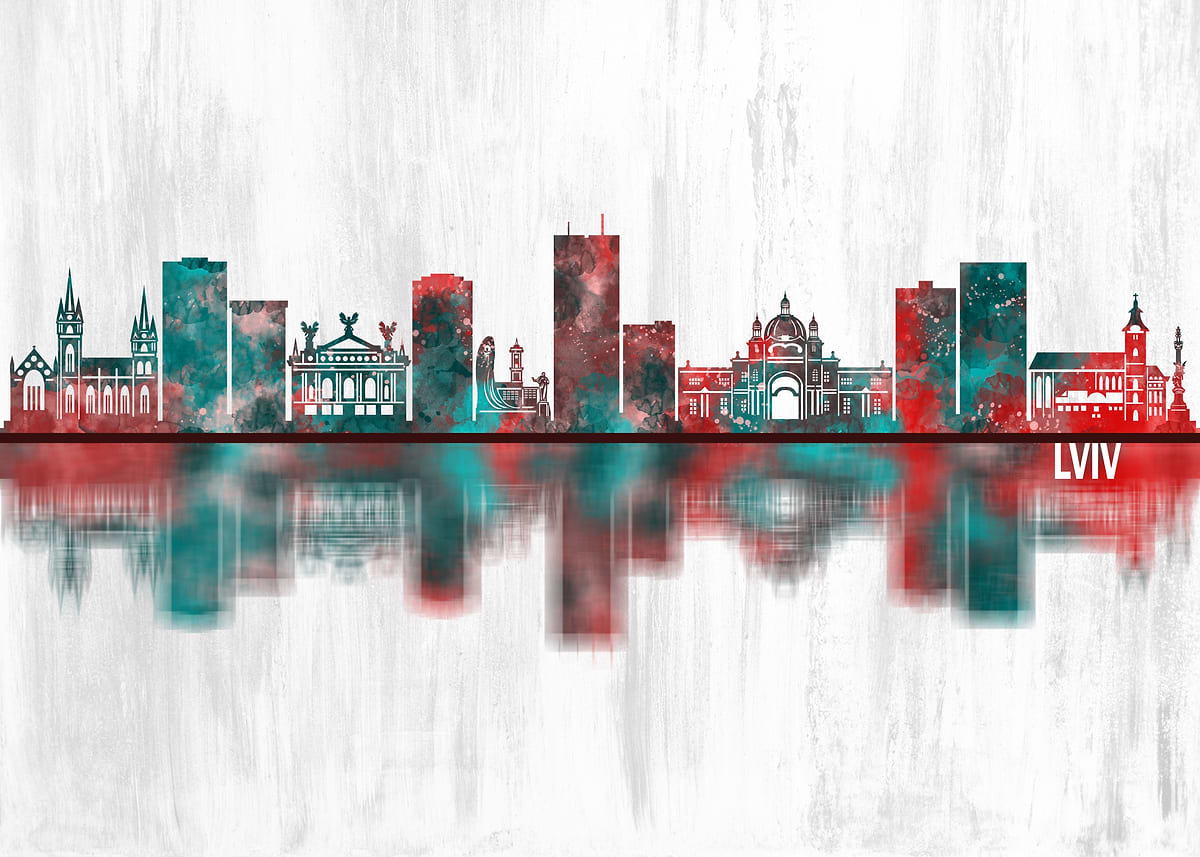 'Lviv Ukraine Skyline' Poster, picture, metal print, paint by Towseef ...