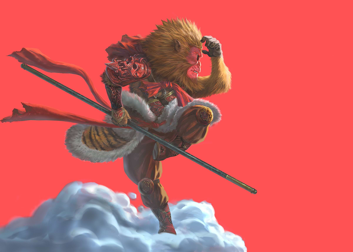 'The Monkey King' Poster, picture, metal print, paint by Meng Leong ...