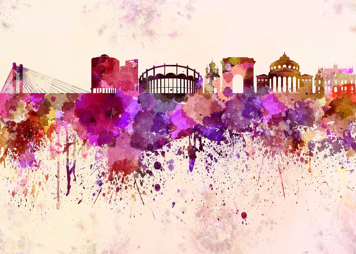 'Bucharest skyline ' Poster, picture, metal print, paint by Cristina ...