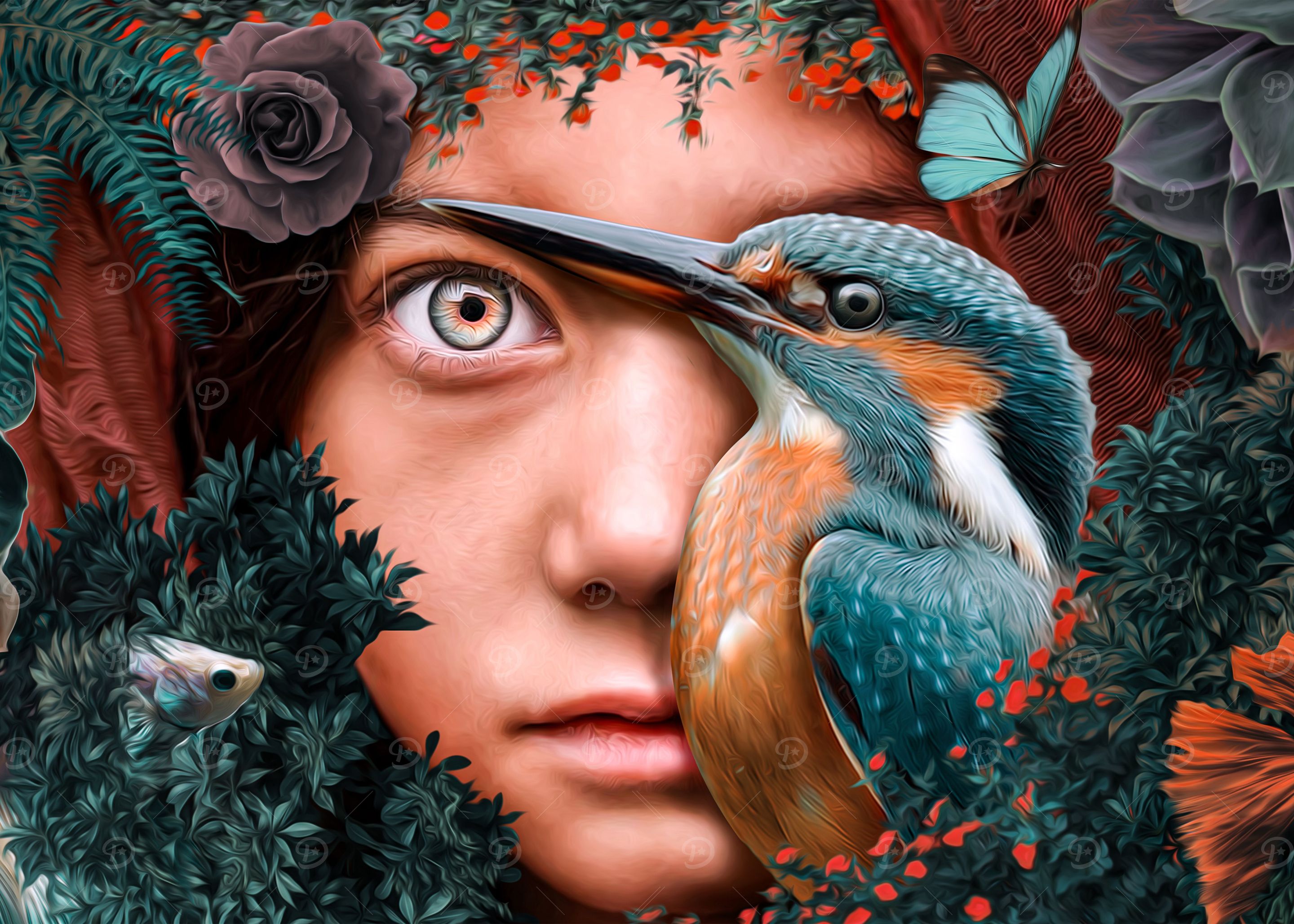 'Wild Stare' Poster, picture, metal print, paint by Redouan Afraou ...