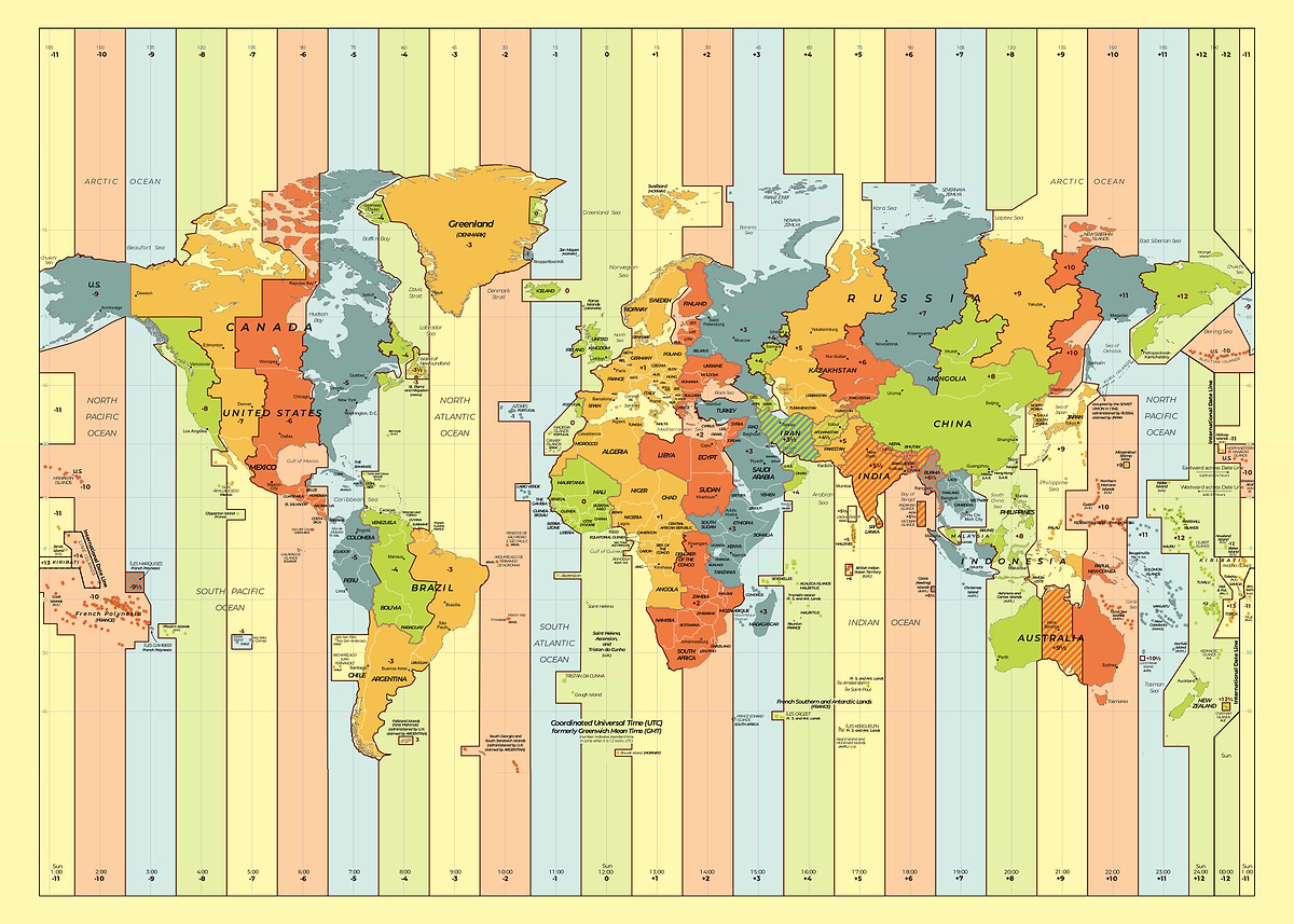'World Time Zones' Poster, picture, metal print, paint by Sam Kal ...