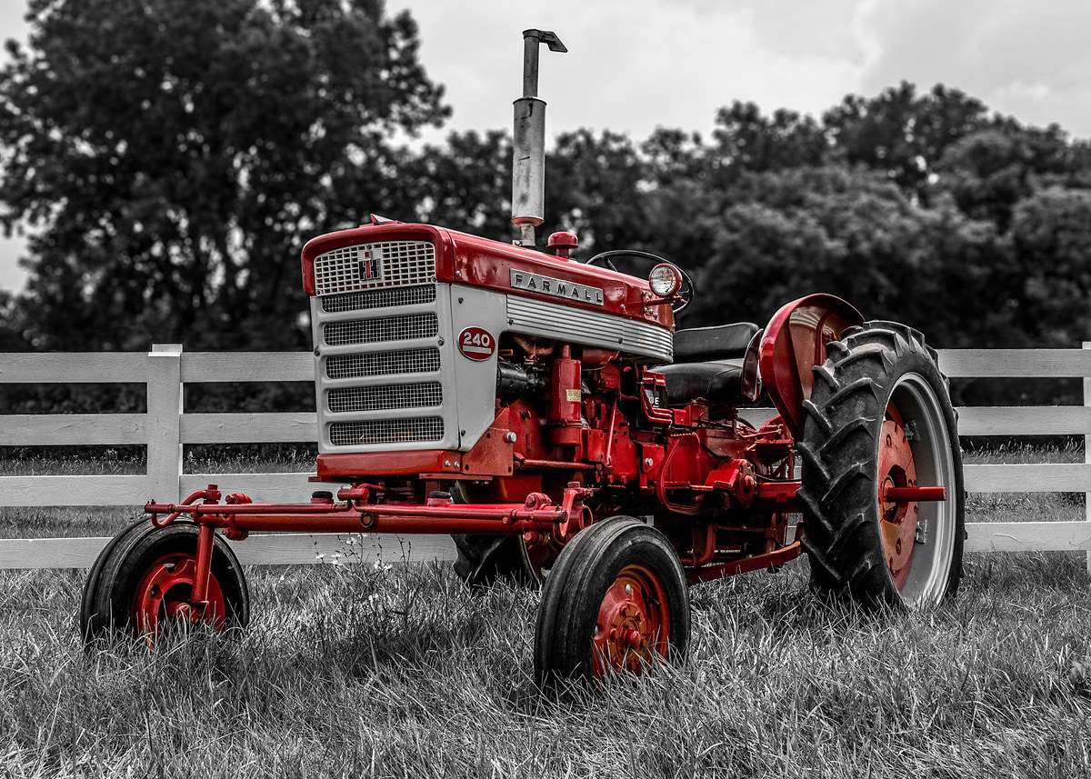 'Red Tractor Profile' Poster, picture, metal print, paint by Enzwell ...
