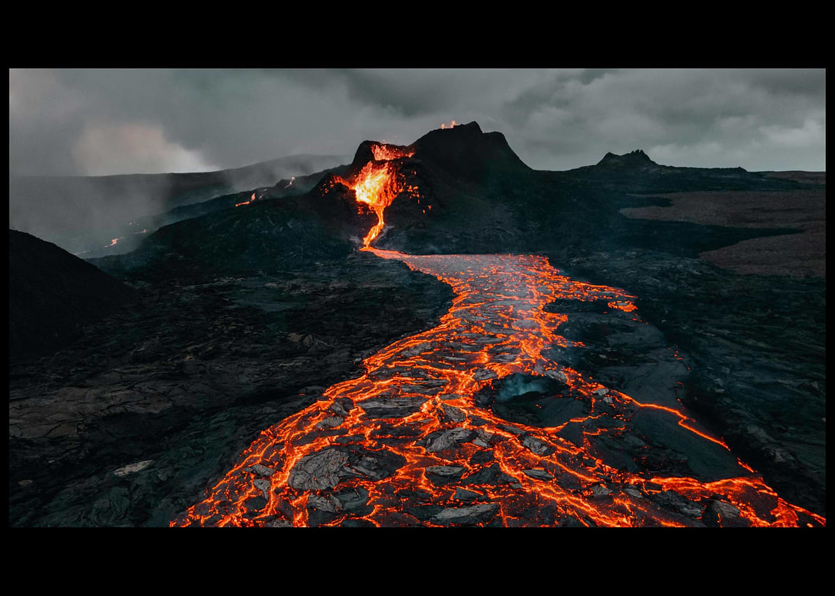 'Volcano Lava' Poster, picture, metal print, paint by Sebastian Wünsche ...