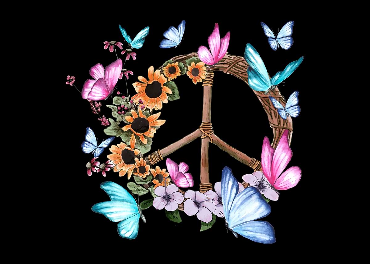 'Butterfly Peace Sign' Poster, picture, metal print, paint by ...