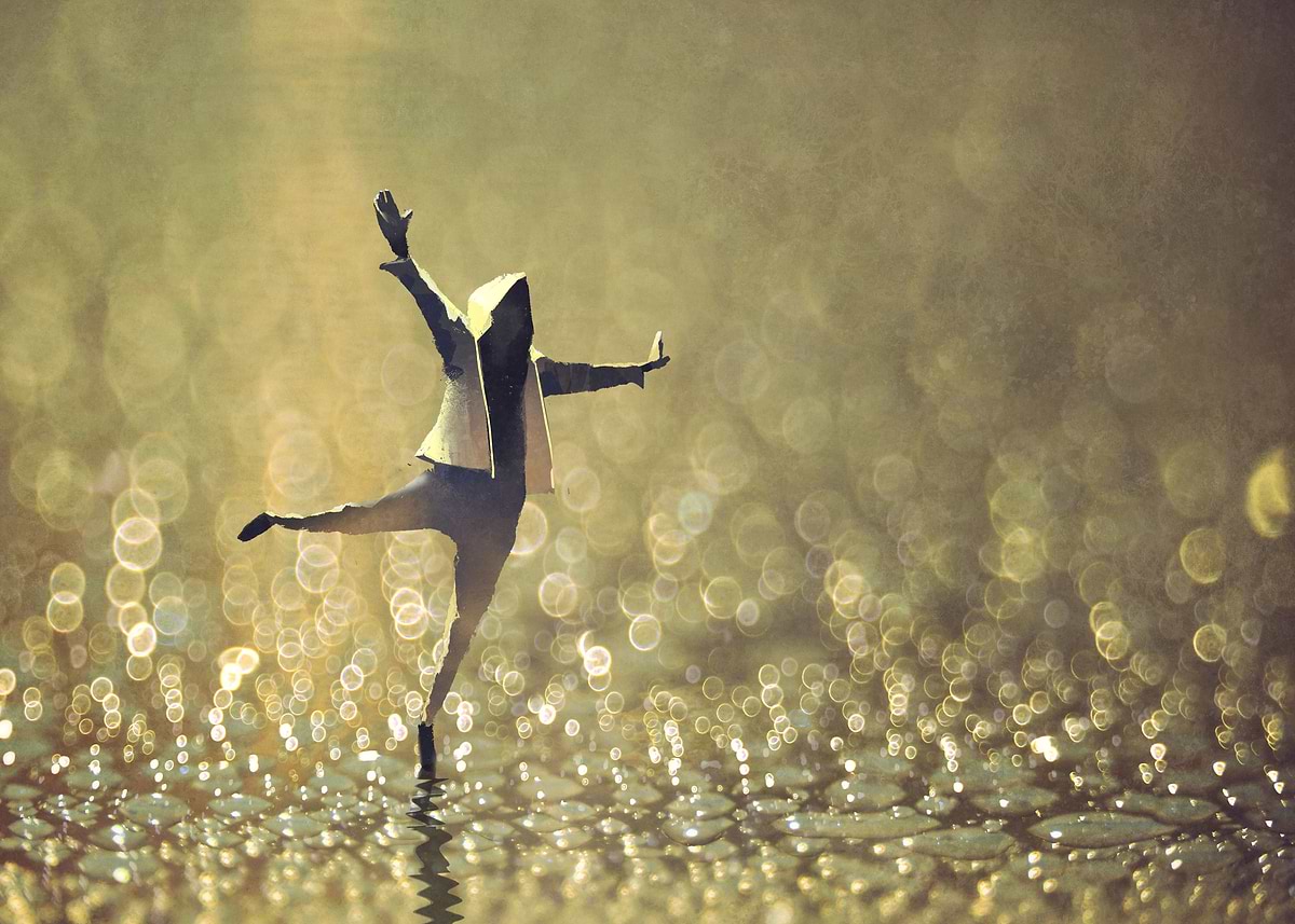 'dancing in the rain' Poster, picture, metal print, paint by ...