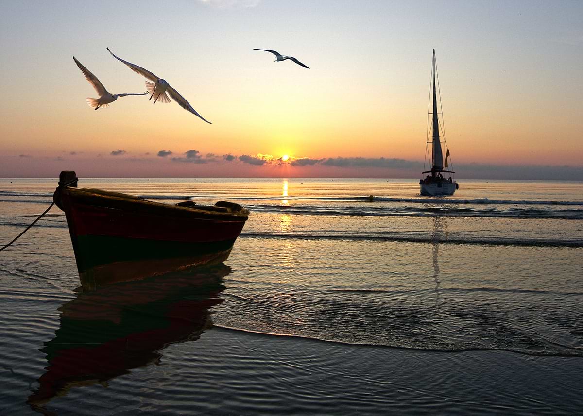 'Boat Sailing Boats Ocean' Poster, picture, metal print, paint by ...