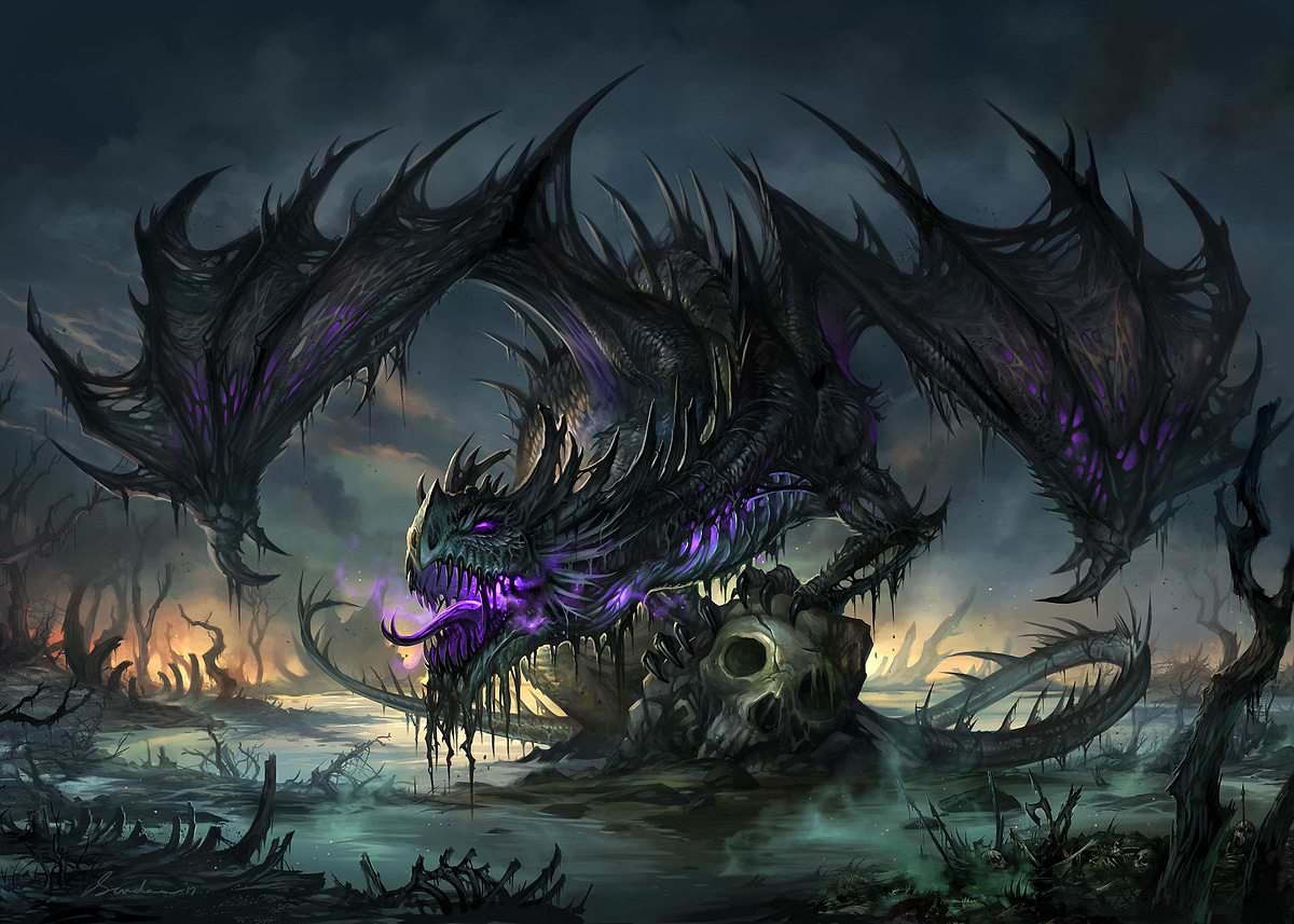 'Black Swamp Dragon' Poster, picture, metal print, paint by Sandara ...