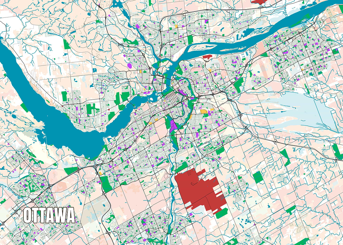 'City map of Ottawa' Poster, picture, metal print, paint by Sam Kal ...