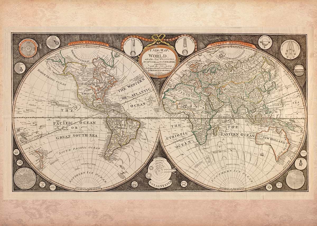 'World Map 1799' Poster, picture, metal print, paint by NTx Photography ...