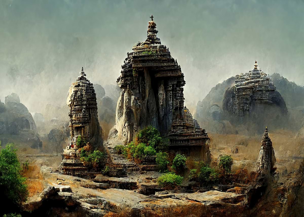 'The forgotten temple' Poster, picture, metal print, paint by ...
