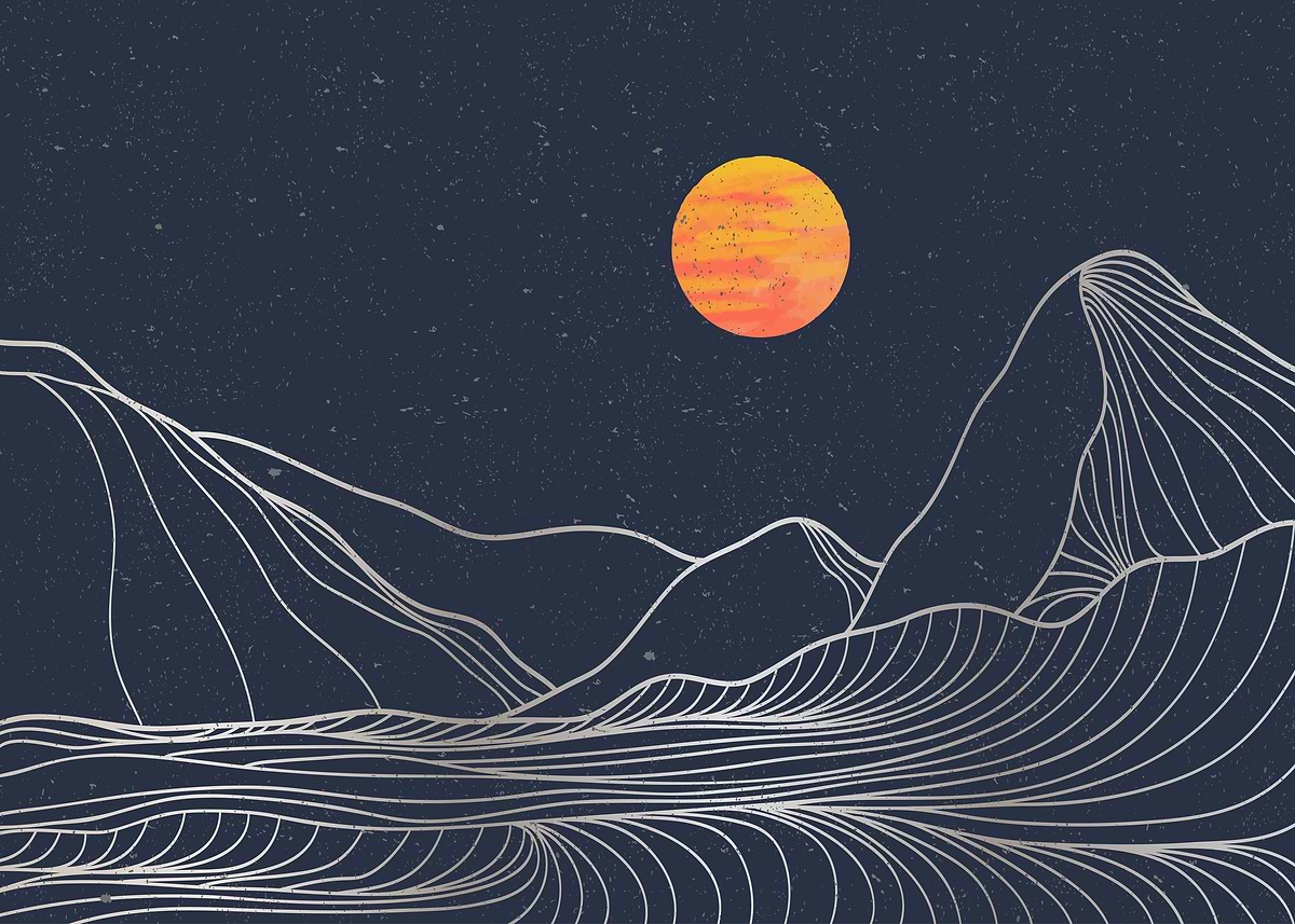 'Mountain and ocean wave' Poster, picture, metal print, paint by budi ...