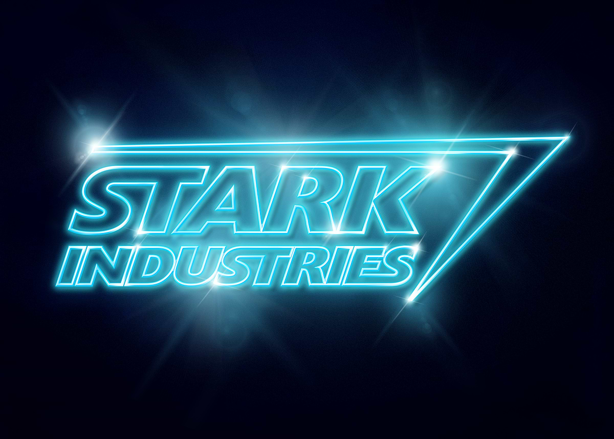 'Stark Industries blue neon' Poster, picture, metal print, paint by ...
