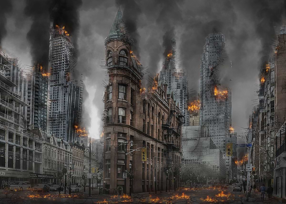 'Apocalypse city horror' Poster, picture, metal print, paint by ...
