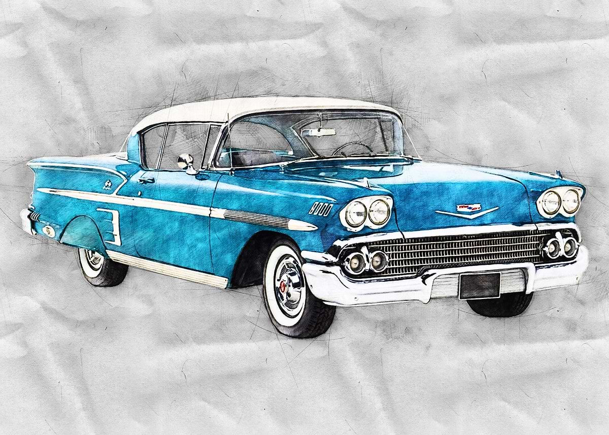 '1958 Chevrolet Impala' Poster, picture, metal print, paint by ...