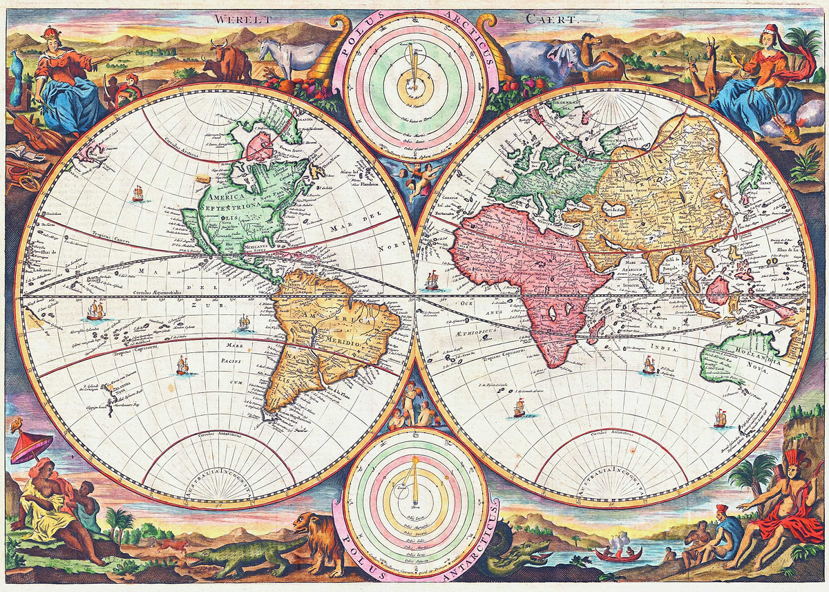 'World in two Hemispheres' Poster, picture, metal print, paint by Mango ...