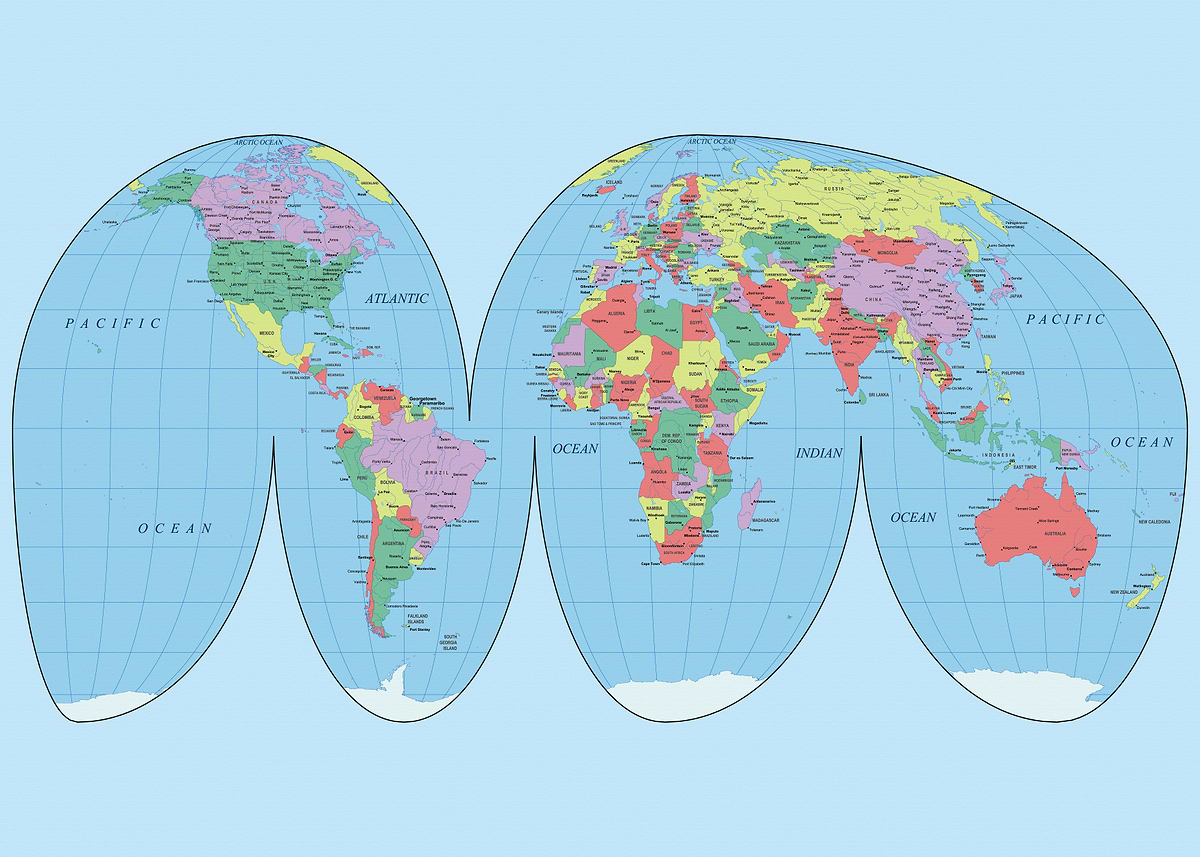 'Political world map' Poster, picture, metal print, paint by Sam Kal ...