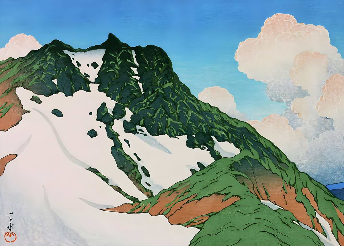 'Ukiyo e Mount Asahi' Poster, picture, metal print, paint by kagezami ...