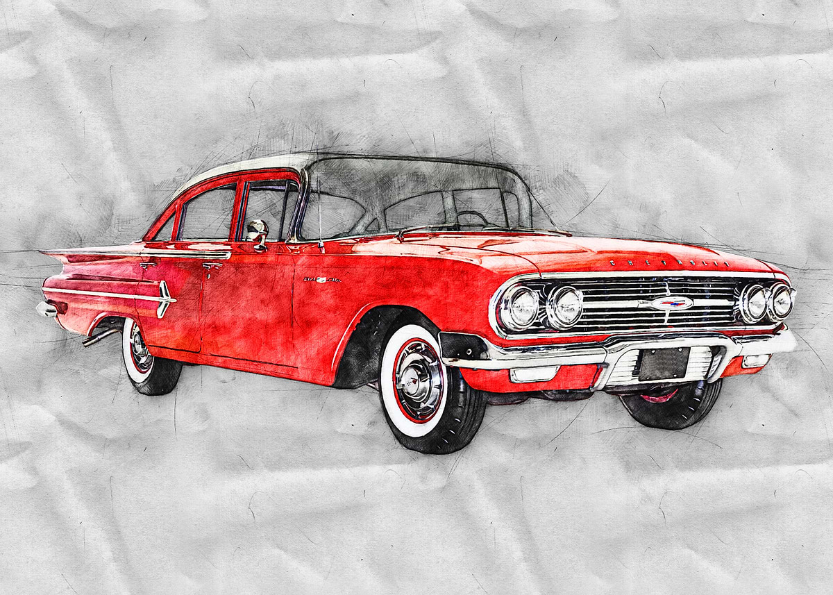 '1960 Chevrolet Bel Air' Poster, picture, metal print, paint by ...