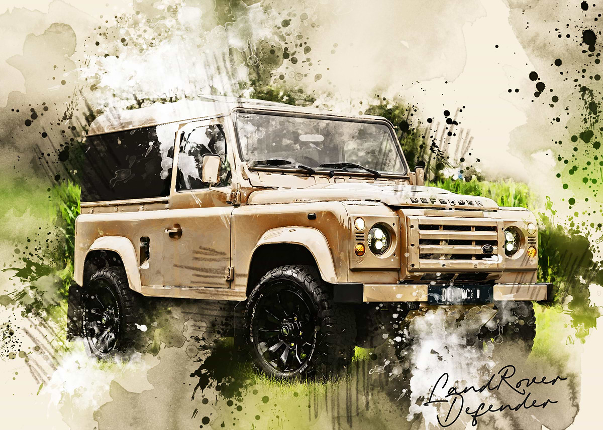 'Classic Car Defender ' Poster, picture, metal print, paint by Jason AJ ...
