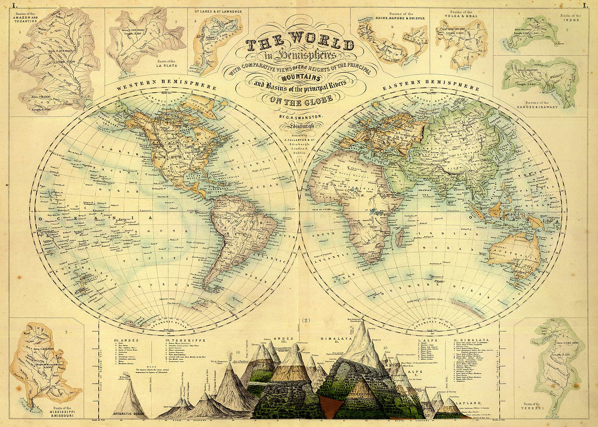 'World in Hemispheres' Poster, picture, metal print, paint by Sam Kal ...