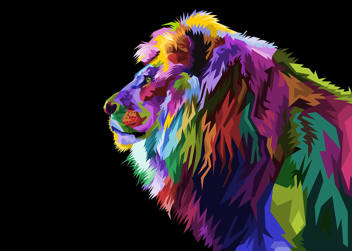 'Colorful lion head' Poster, picture, metal print, paint by GoD Zilla ...