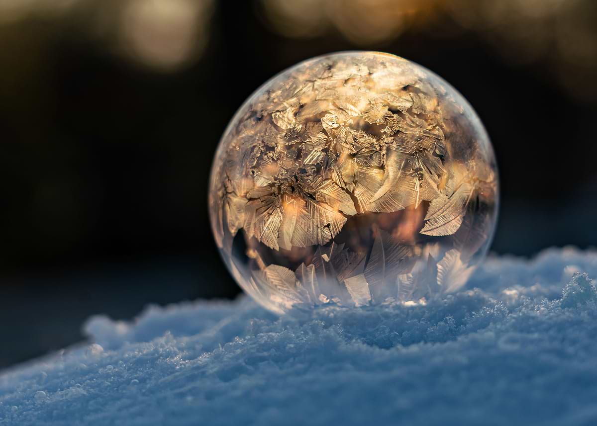 'Golden frozen bubble' Poster, picture, metal print, paint by Jaroslaw ...