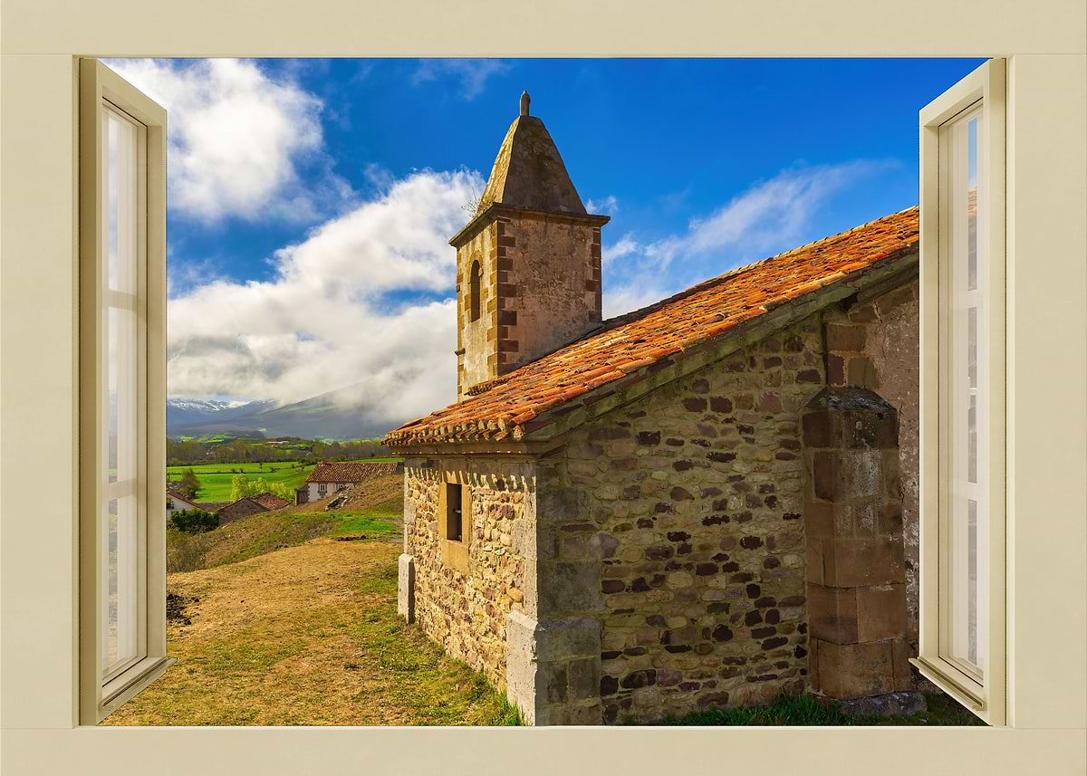 'Church landscape religion' Poster, picture, metal print, paint by ...