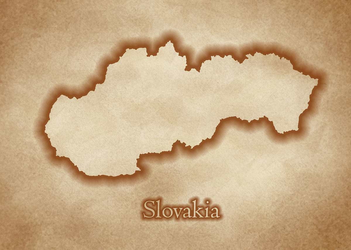'Slovakia glow vintage map' Poster, picture, metal print, paint by The ...