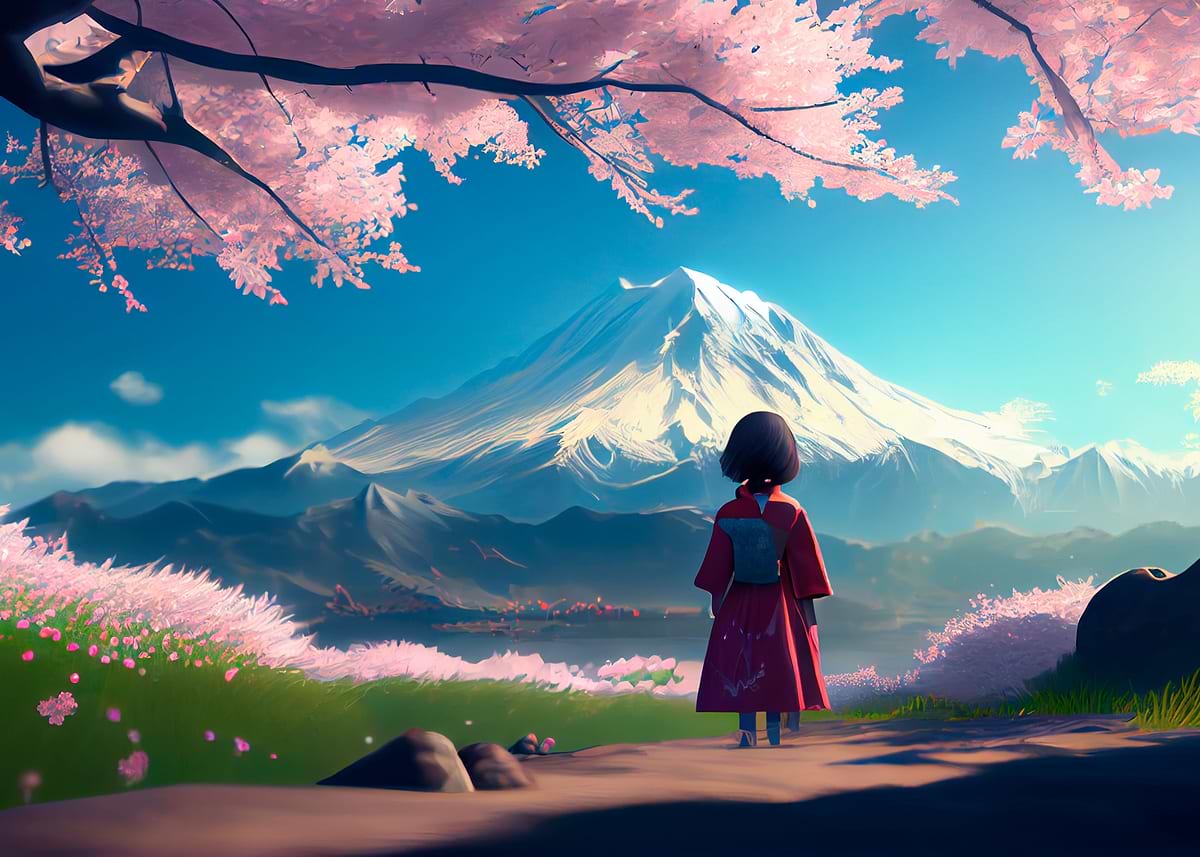 'Asian Girl Landscapes' Poster, picture, metal print, paint by Rogerio ...